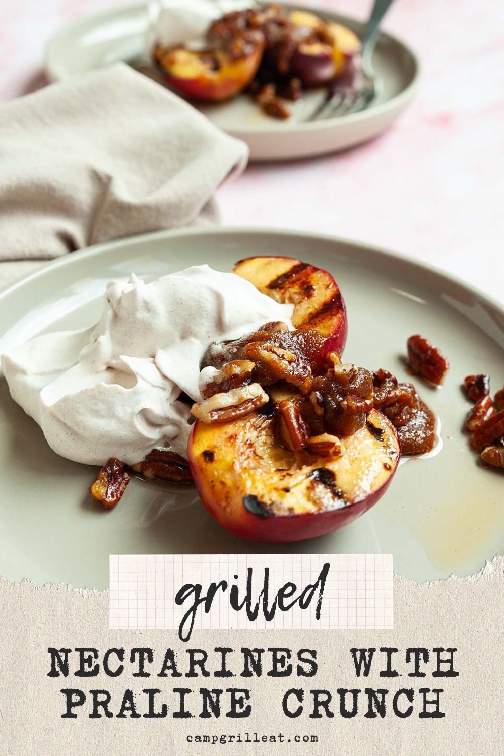 Grilled Nectarines with Praline Crunch - Camp.Grill.Eat.